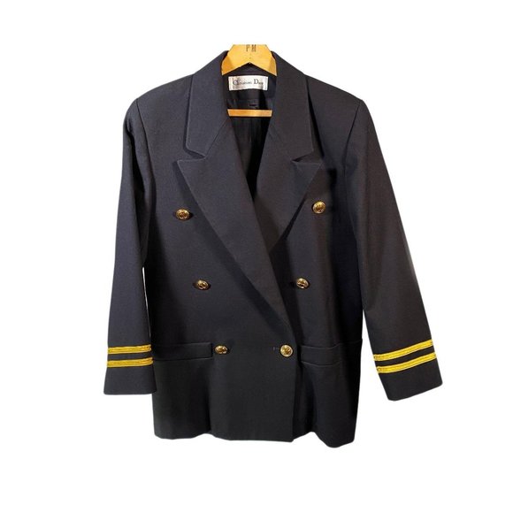 Dior | Jackets & Coats | Vintage Christian Dior Navy Blue Sailor Jacket ...